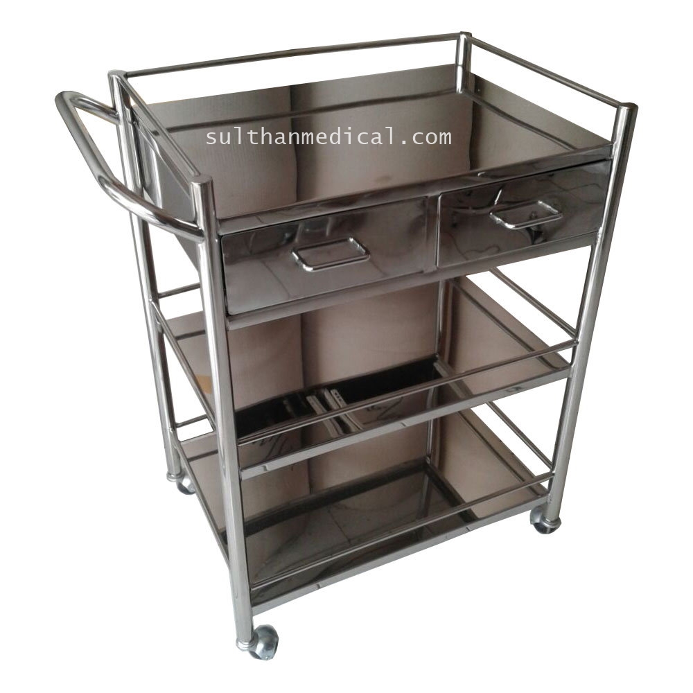Troli Instrumen 3 Rak Laci – Instrument Trolley | sulthanmedical