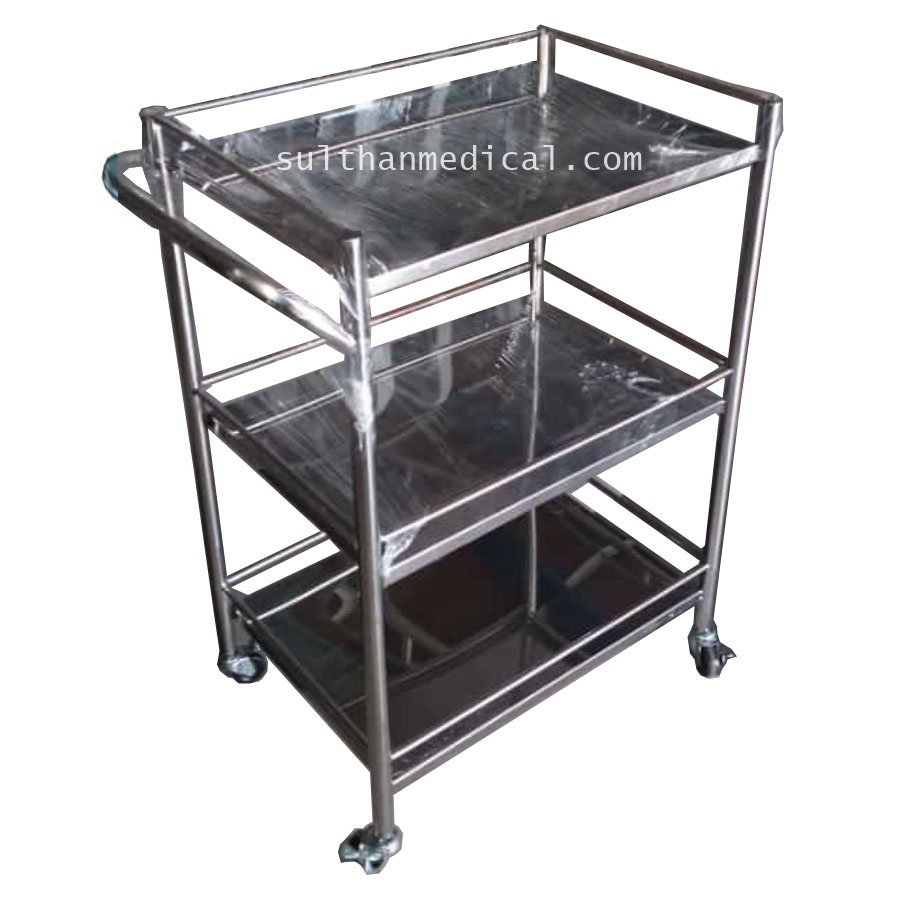 Troli Instrumen 3 Rak Stainless | sulthanmedical