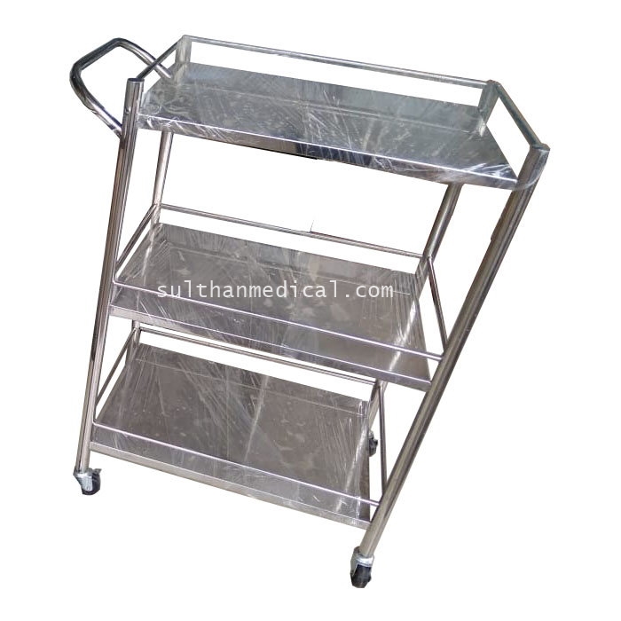 Troli Instrumen 3 Rak Stainless | sulthanmedical