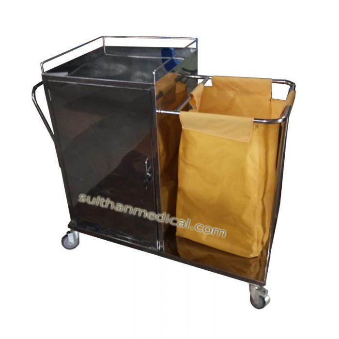 Troli Linen Stainless – Laundry dengan Tutup Pintu | sulthanmedical