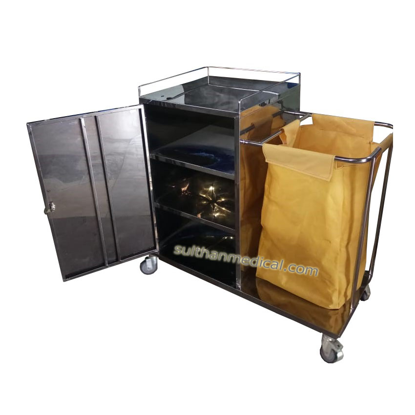 Troli Linen Stainless – Laundry dengan Tutup Pintu | sulthanmedical