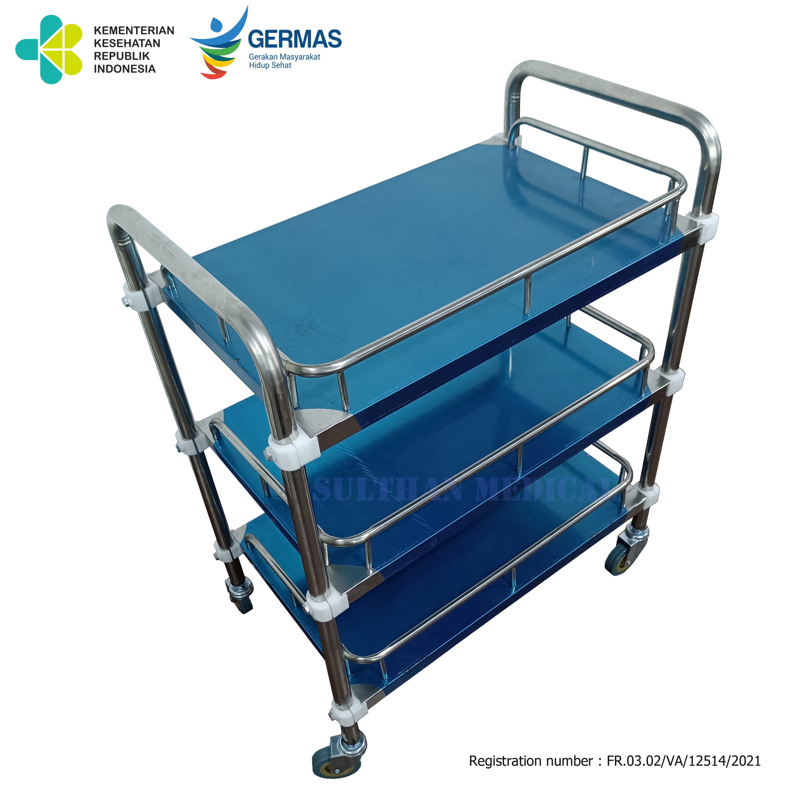 Instrumen Trolley 3 shelves – Troli Instrumen 3 Rak Stainless ...